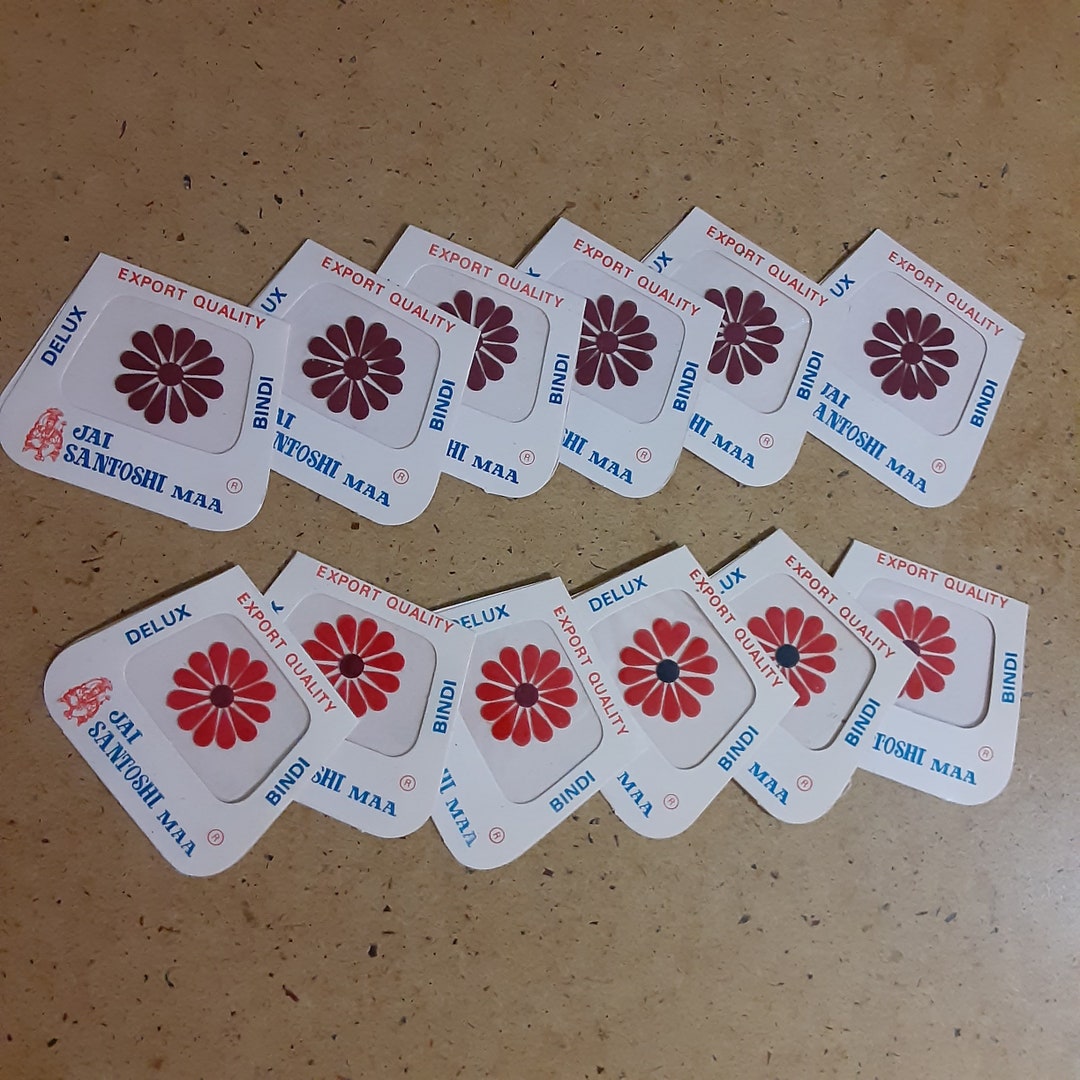 6 Imported Jai Santoshi Bindi Pottu Sticker Pieces, Red Flower Dot or ...
