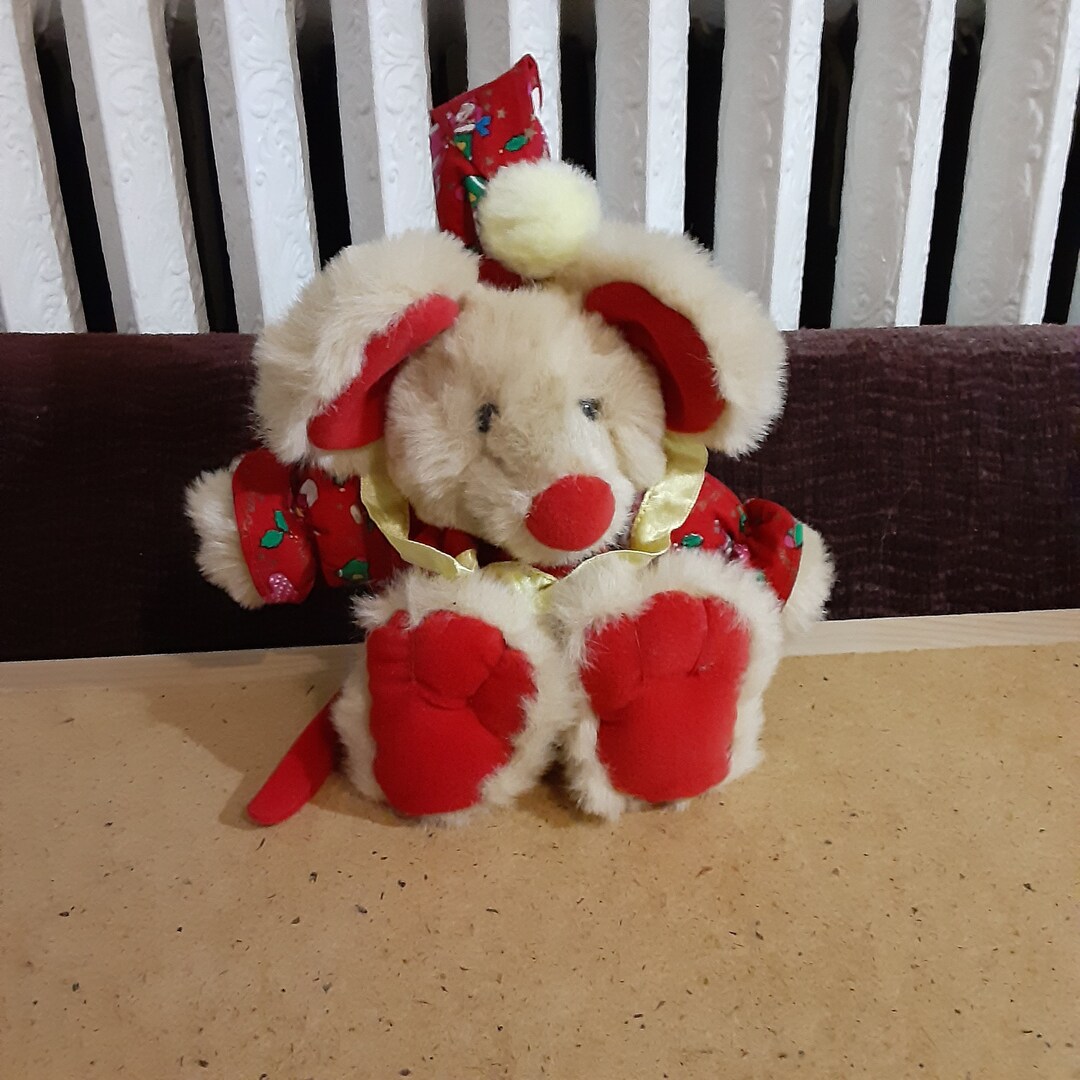 1993 Mary Meyer Christmas Plush Mouse, Vintage 11 Inch Holiday Stuffed ...