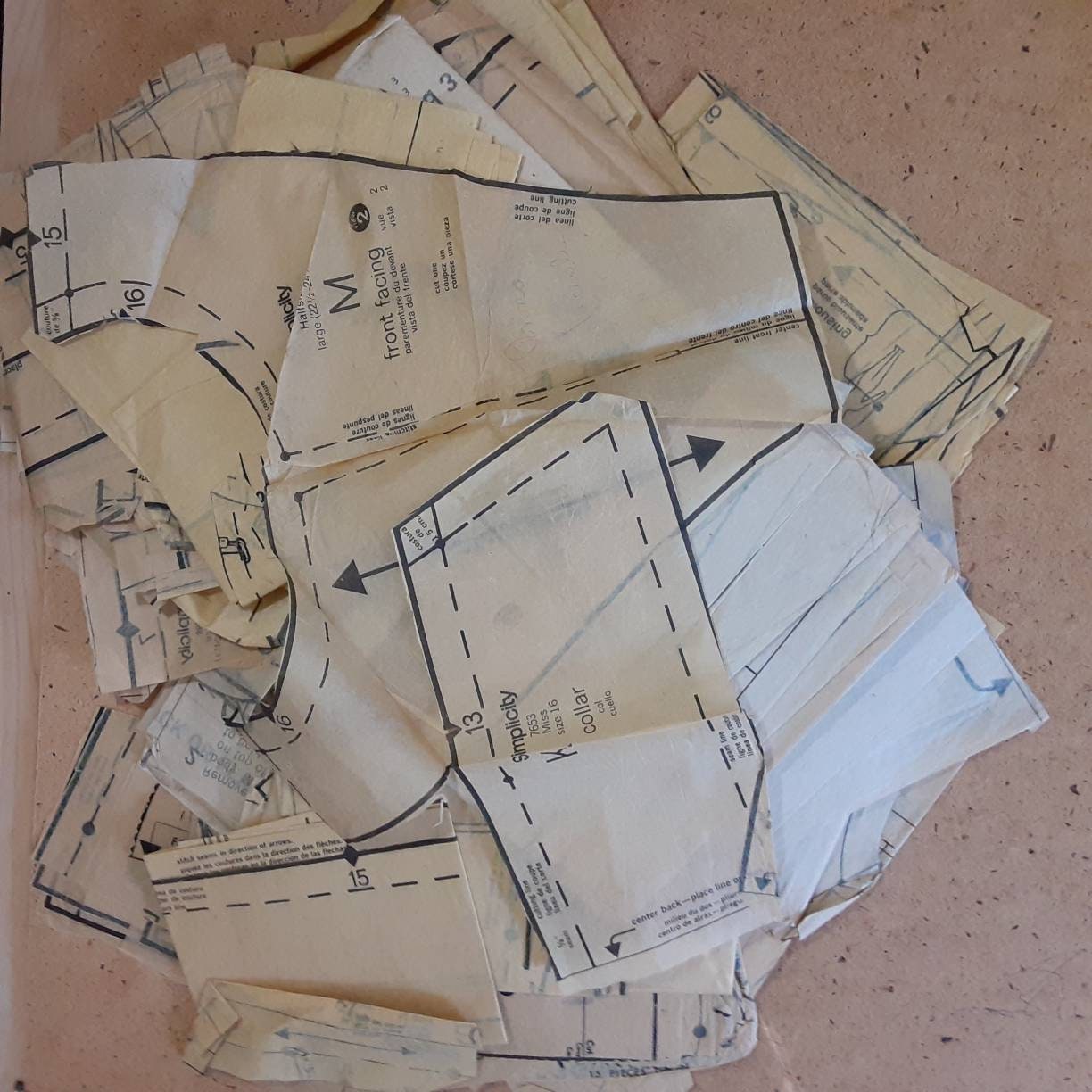 Vintage Sewing Pattern Tissue Paper Retro Tan Beige Pieces - Etsy