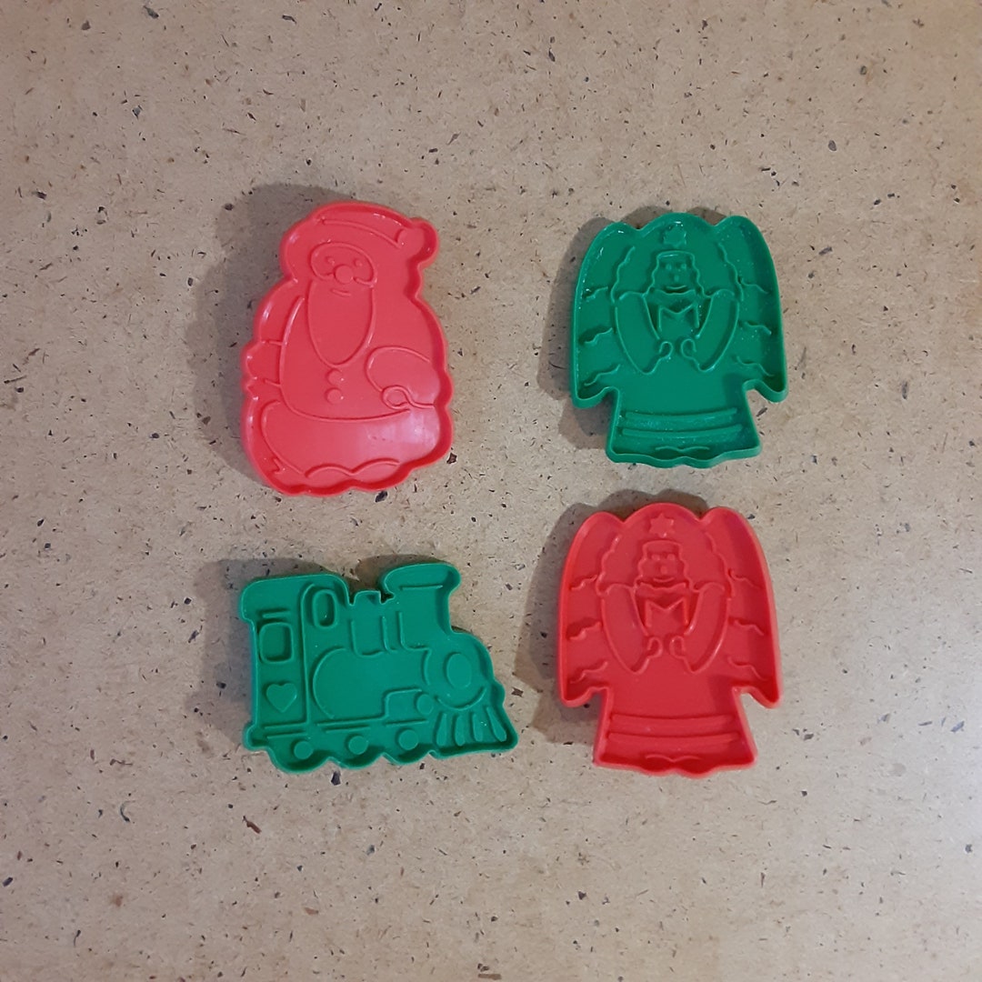 Set of 4 Vintage Plastic Christmas Cookie Cutters for Holiday Baking ...