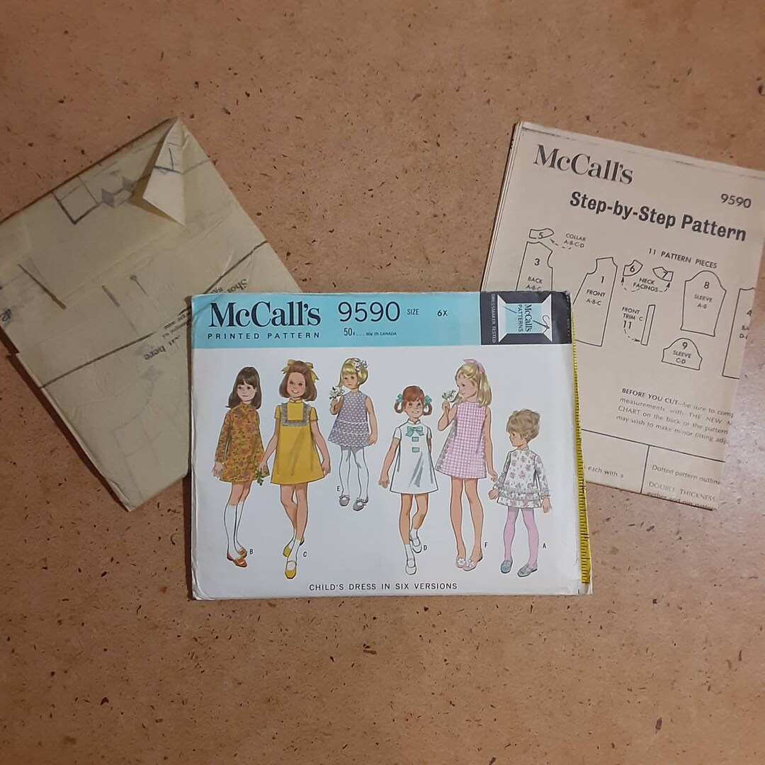 Vintage Childrens Dress Sewing Pattern, Mccalls 9590 Girls Dresses ...