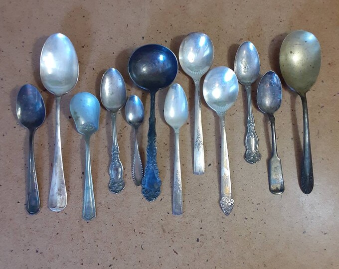 Vintage Silver-plated Spoons, 12 Metalware Silverware Flatware Serving ...