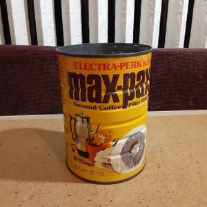 Vintage Coffee Can, Retro Max Pax Electra-perk 12 Oz Metal Coffee Tin ...