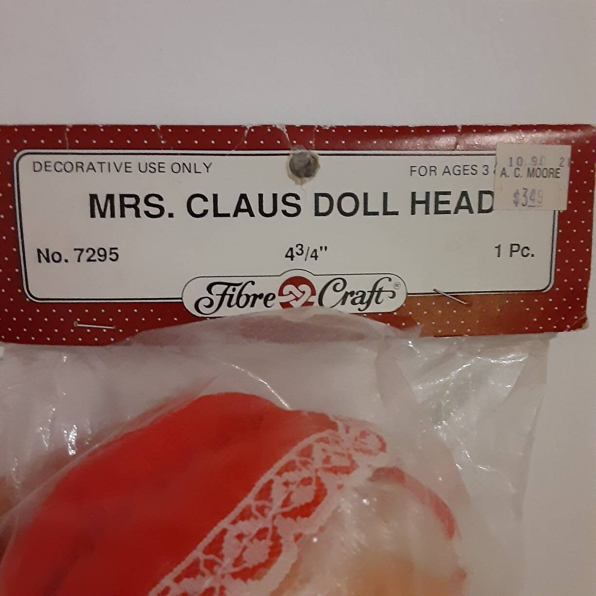 Vintage Mrs Claus Head NEW OLD STOCK Retro Molded Plastic - Etsy