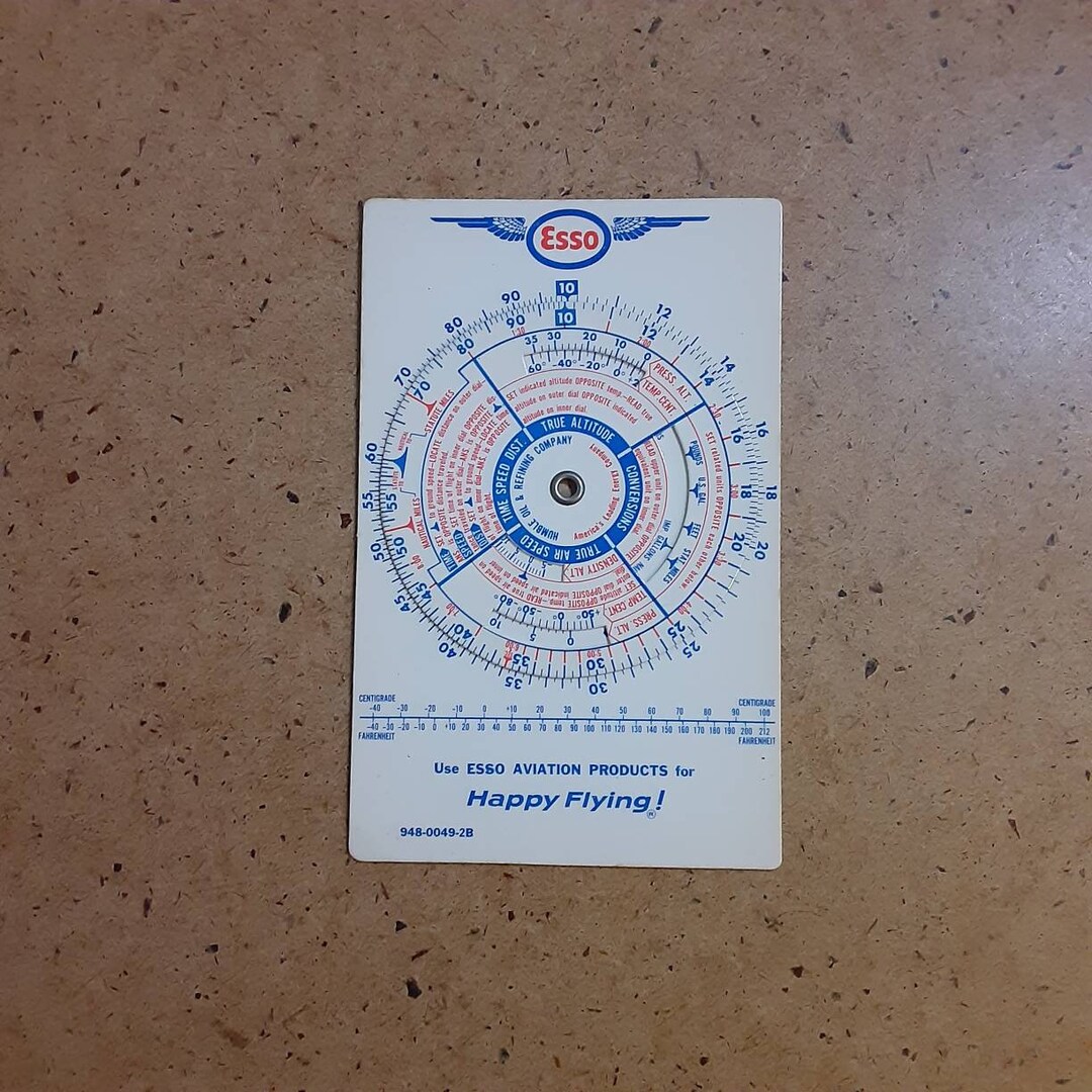 Vintage Esso Aviation Flight Calculation Wheel, Pocket Tool Instrument ...