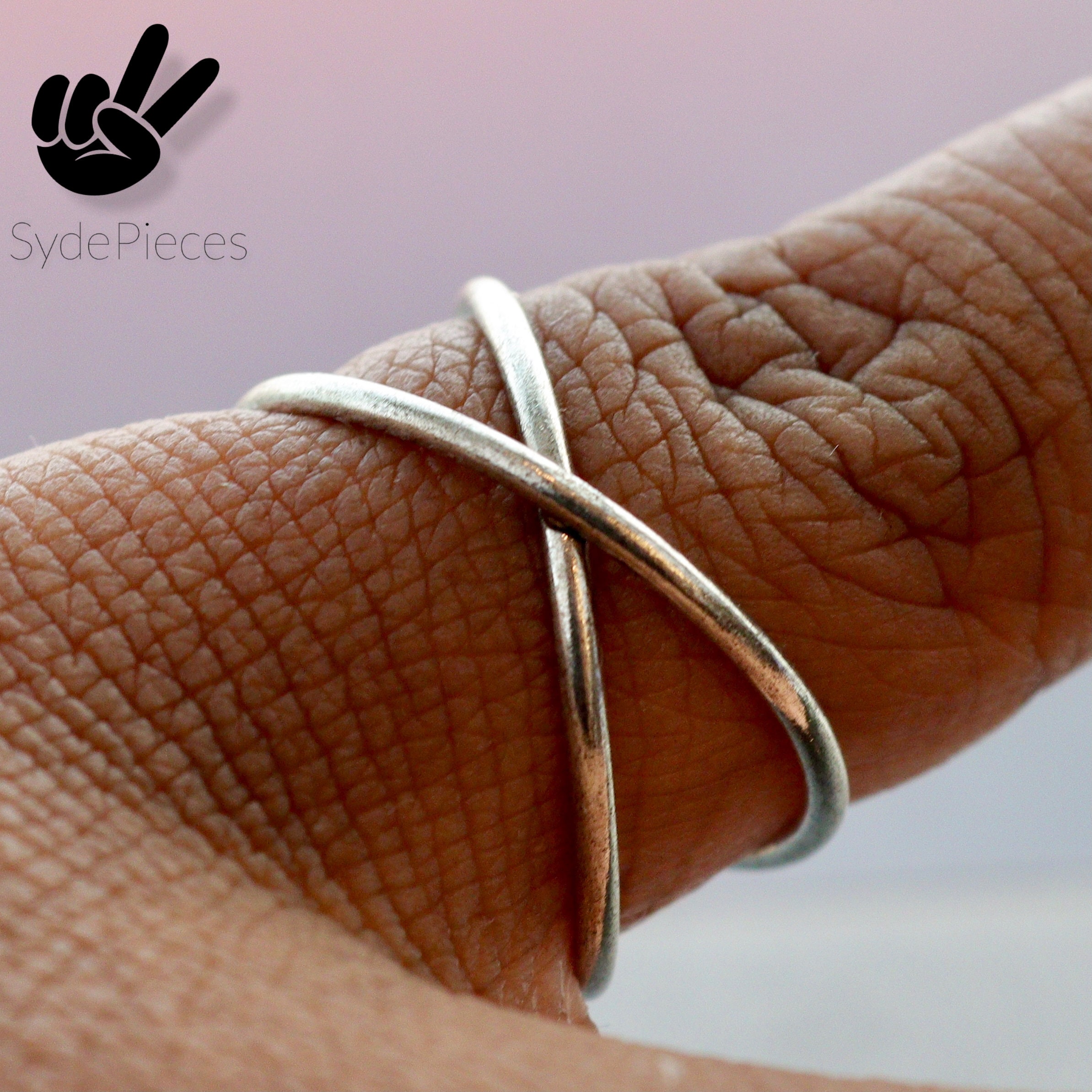 Silver Cross Link Pinky Ring | Etsy