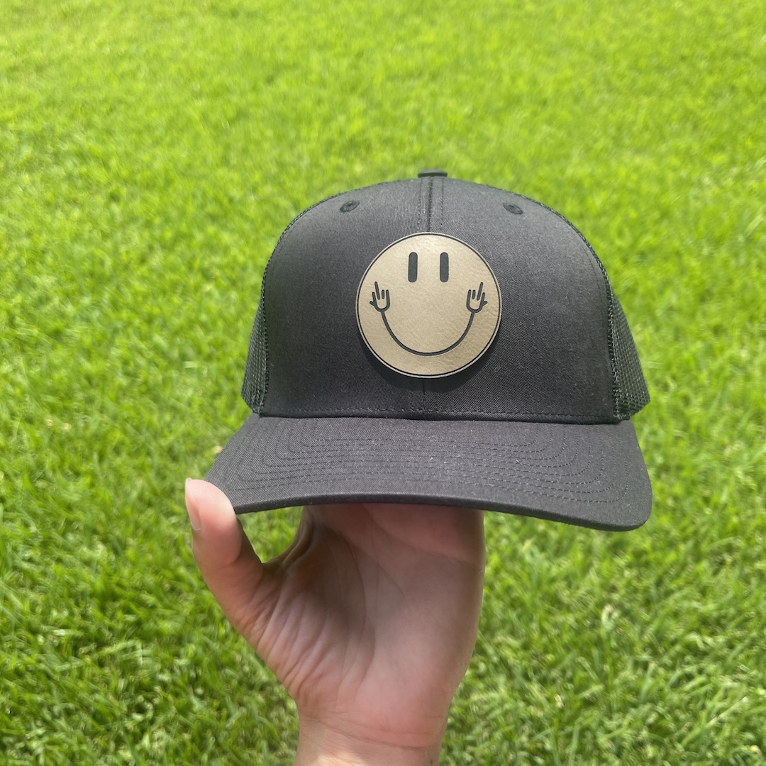 Smiley Face Hat With Middle Fingers Up|adult/teen | Custom Snapback Hat ...