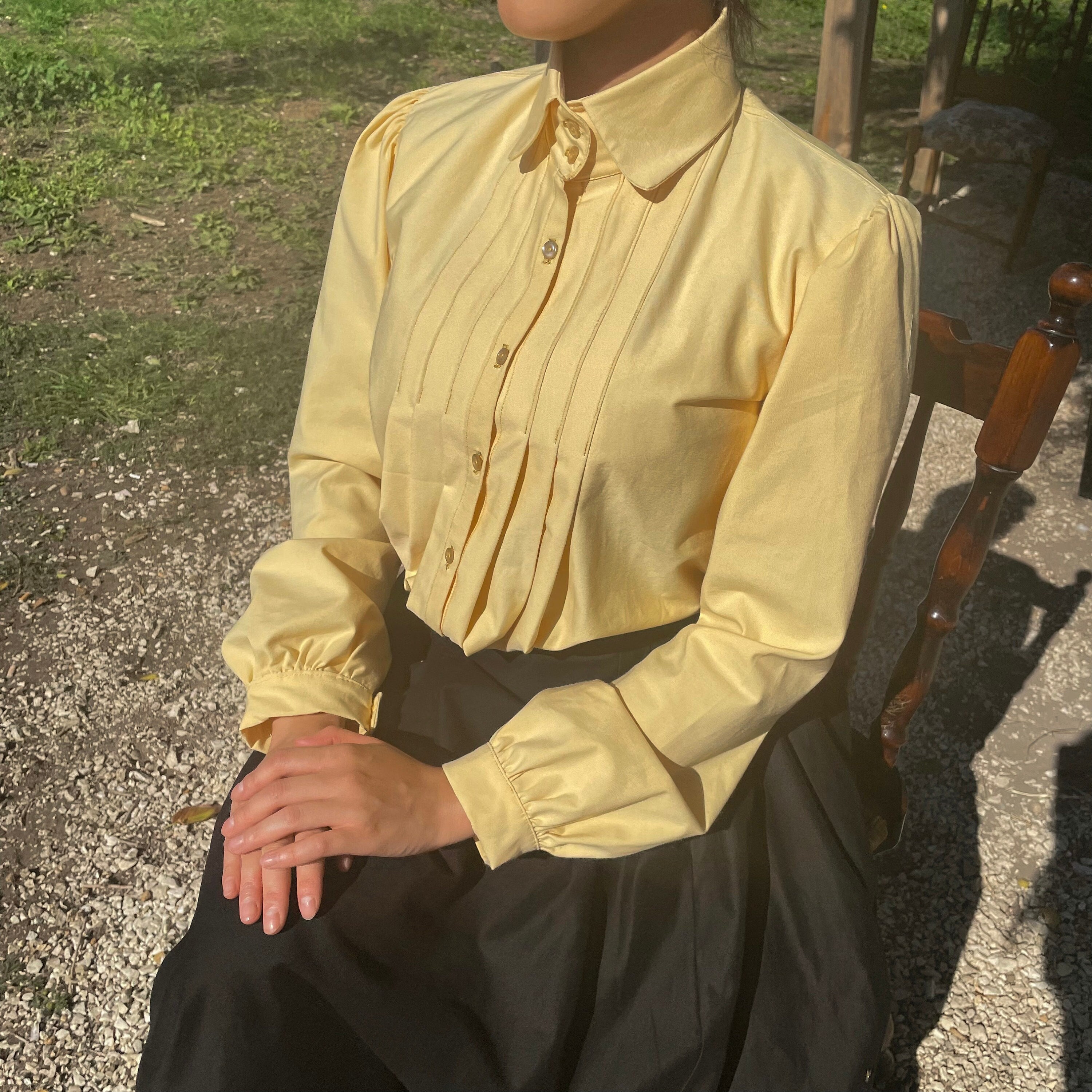 Edwardian Shirtwaist With Collar, Pleats in Front, Plain Blouse in ...