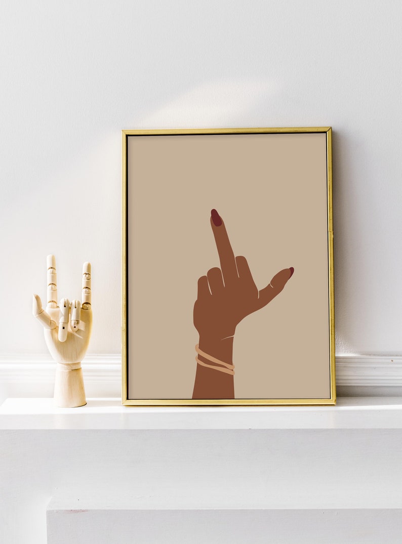 Middle Finger Art Print Abstract Hand Art Print INSTANT - Etsy