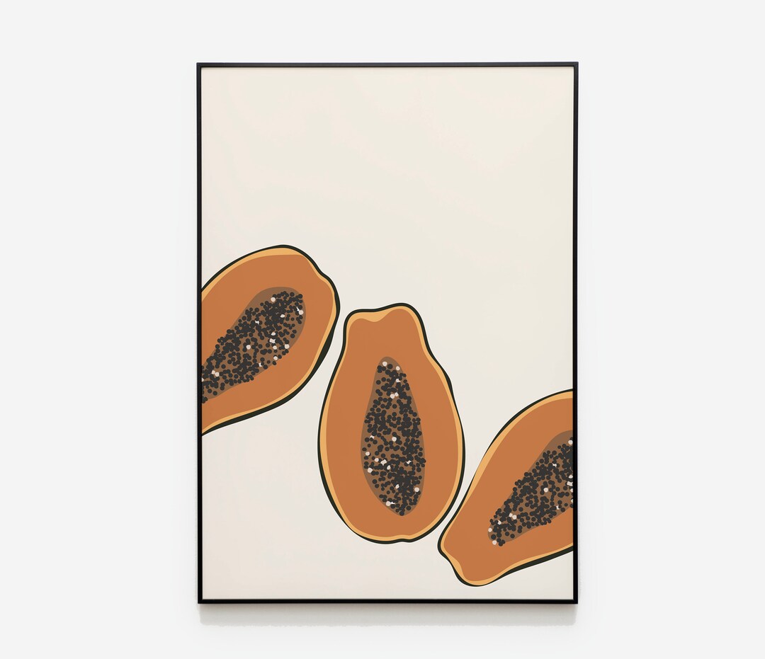 Papaya Wall Art, Papaya Poster, Fruits Print, INSTANT DOWNLOAD, Kitchen ...