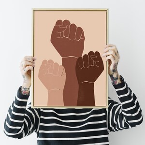BLM Fists Wall Print, Abstract Art Print, INSTANT DOWNLOAD, Black Hands ...