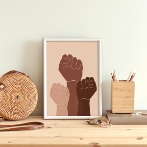 BLM Fists Wall Print, Abstract Art Print, INSTANT DOWNLOAD, Black Hands ...