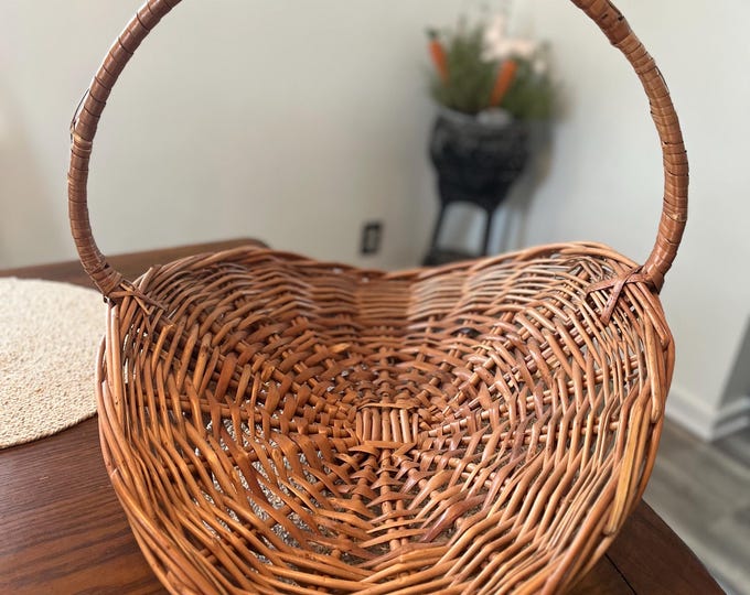 Vintage Large Wicker Garden Gathering Basket, Garden Baskets, Gathering ...