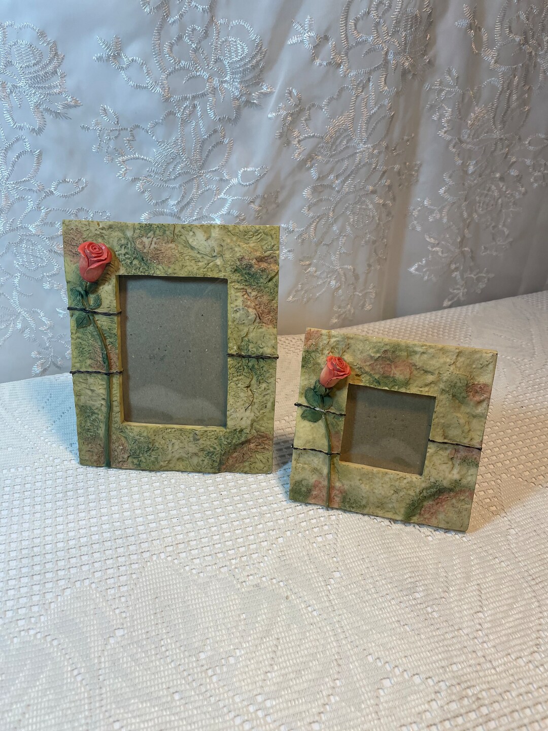 Vintage Rose Picture Frames, Vintage Rose Photo Frames, Rose Decor, 4x6 ...