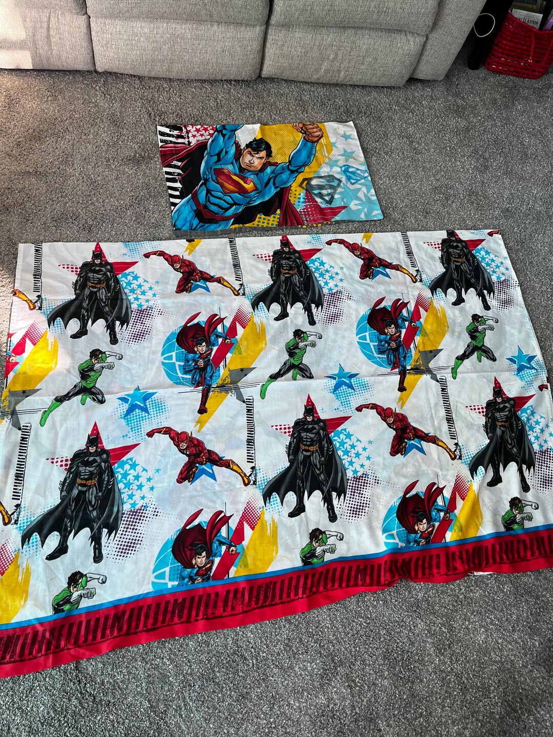 Vintage Superman Flat Sheet and Pillowcase, Vintage Super Hero Sheets ...