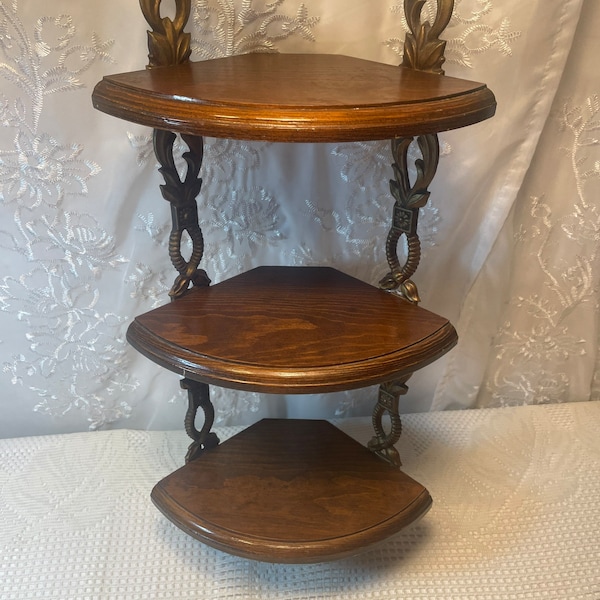 Antique Wood Corner Shelf - Etsy
