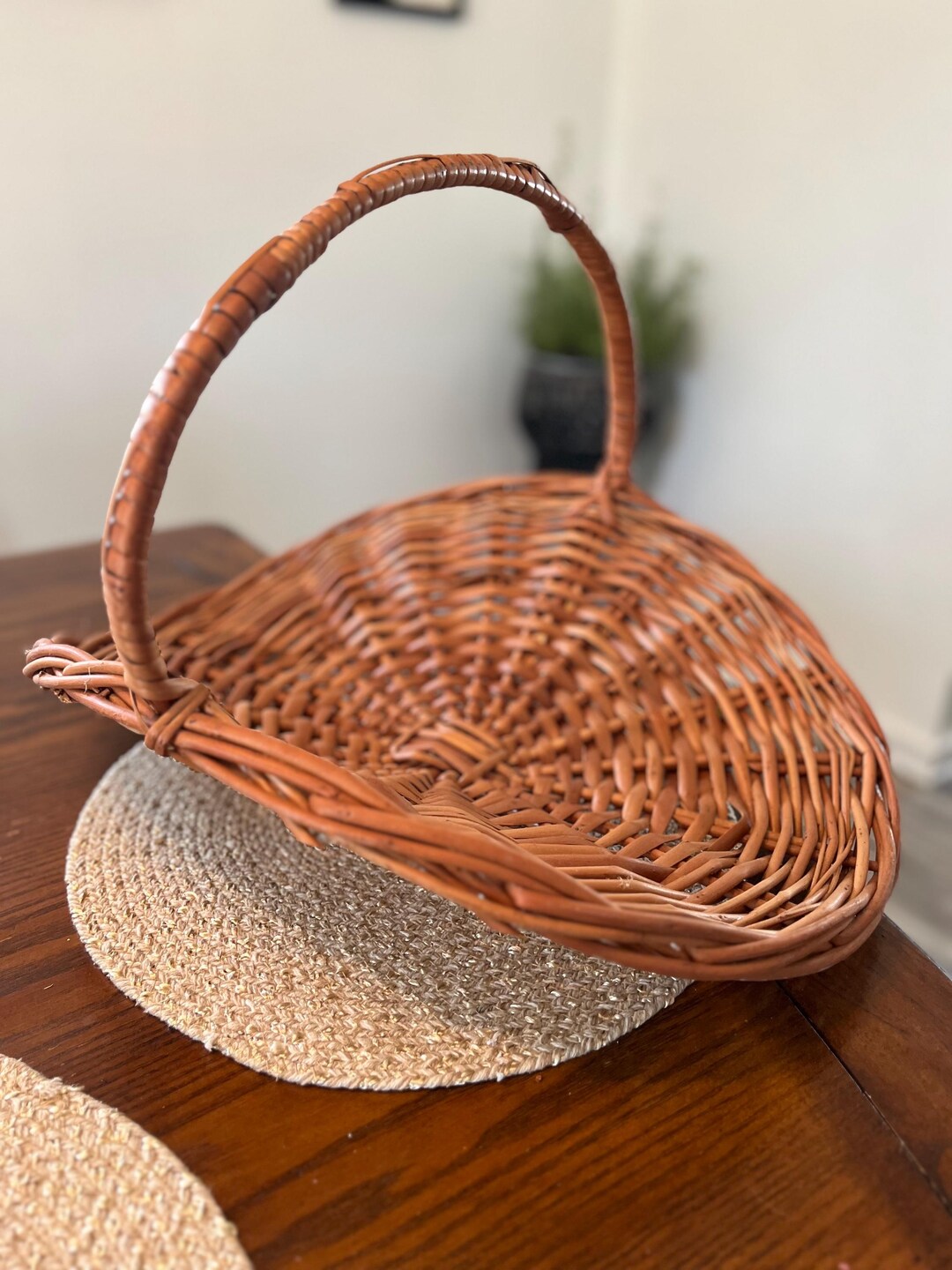 Vintage Large Wicker Garden Gathering Basket, Garden Baskets, Gathering ...