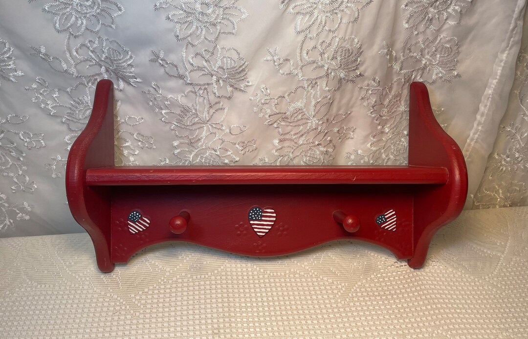 Vintage Red Fourth of July Shelf, Independence Day Decor, Red White and ...
