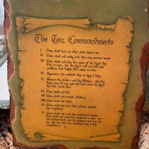 Vintage Ten Commandments and Our Father Prayer, Vintage Christian Art ...