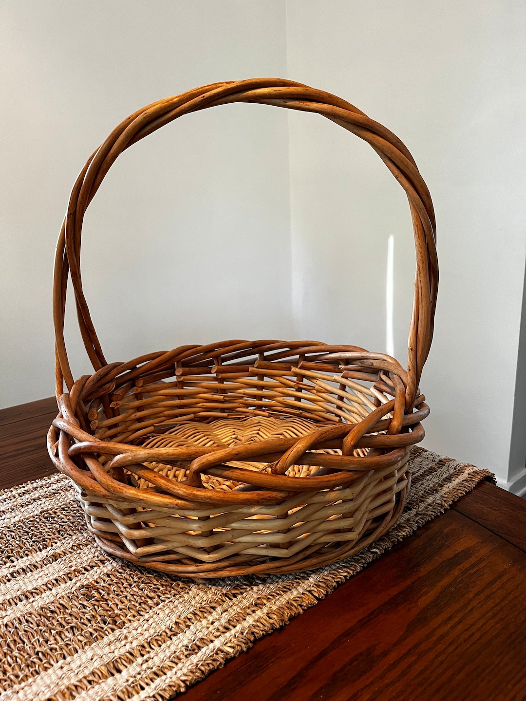 Vintage Large Wicker Garden Gathering Basket, Garden Baskets, Gathering ...
