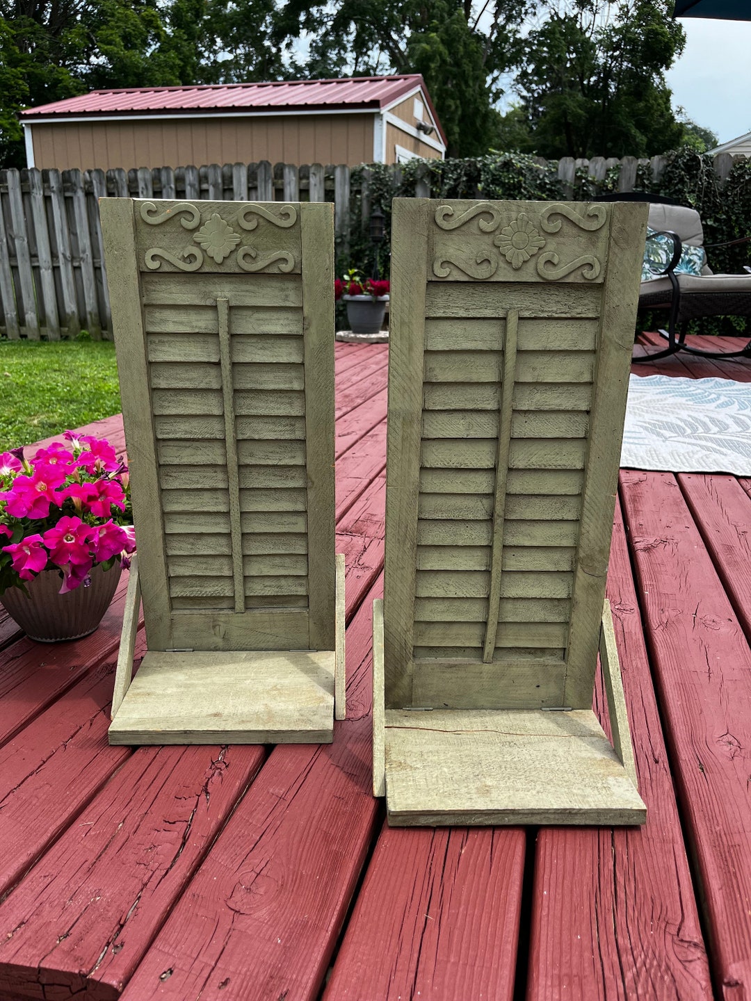 Vintage Green Shutter Shelves, Shutter Shelves, Green Shelves ...