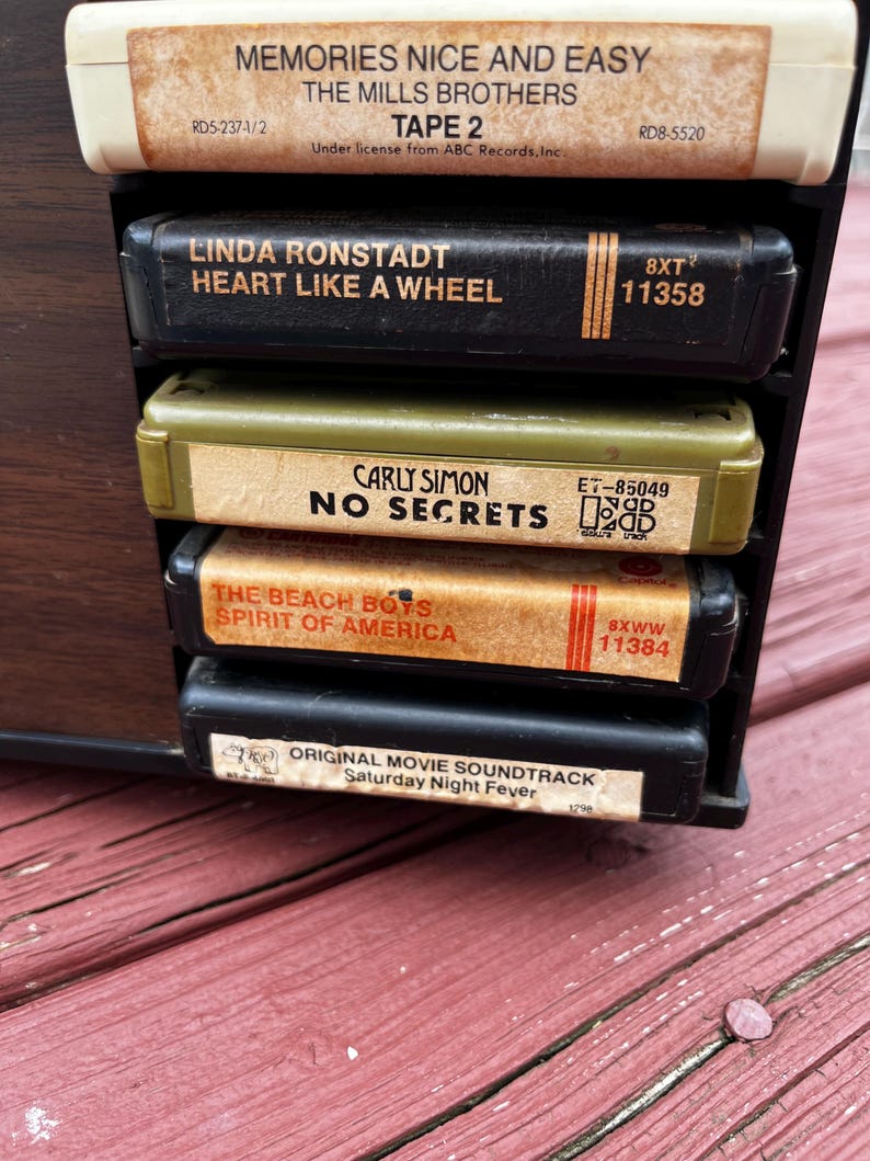 8 Ttack Tapes and Tape Holder, 8 Track Tape Storage, 8 Track Tapes ...
