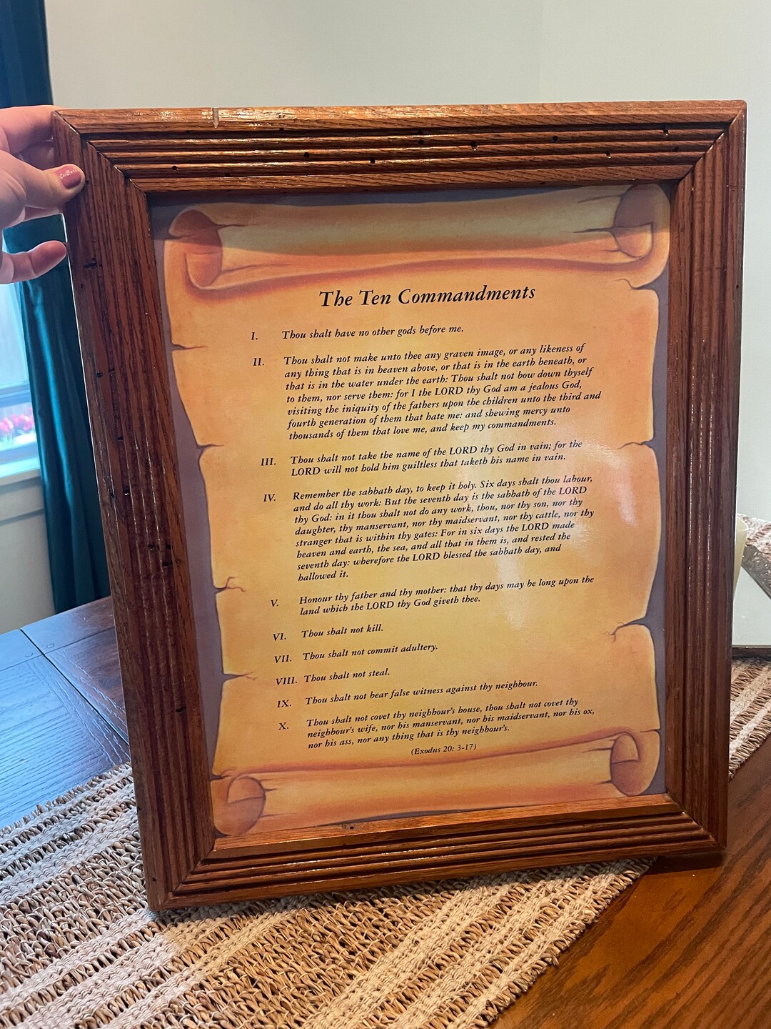 Vintage Ten Commandments Wood Framed Art, Vintage Christian Art ...