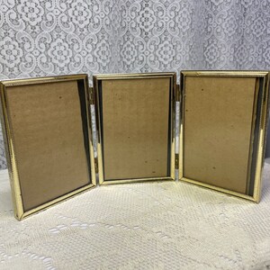 Vintage 3.5x5 Gold Metal Triple Picture Frame vintage - Etsy