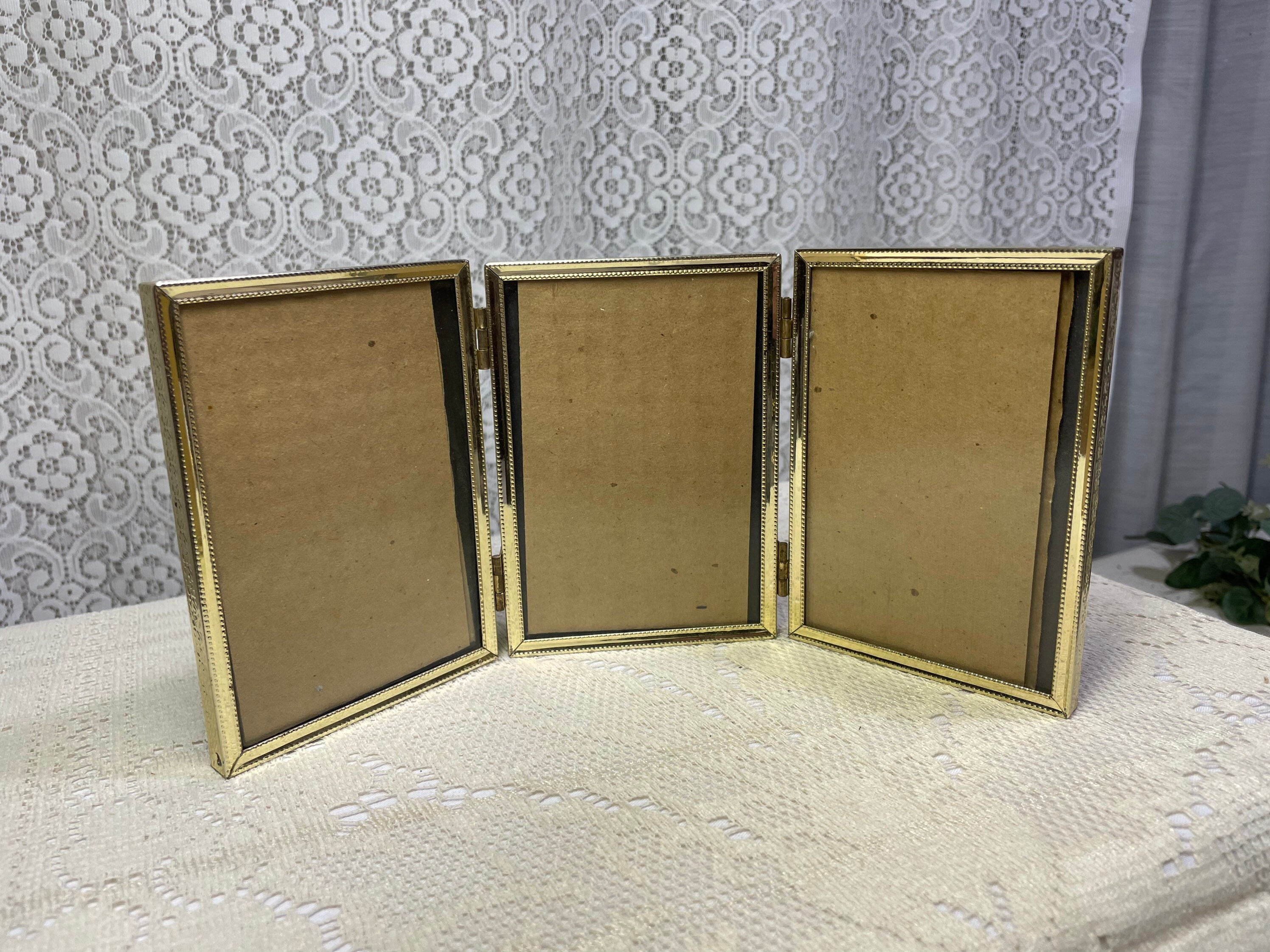 Vintage 3.5x5 Gold Metal Triple Picture Frame vintage - Etsy