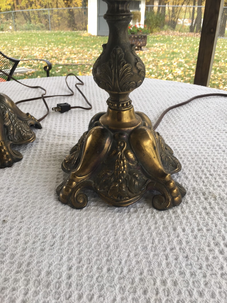 Vintage Rare White Hob and Brass Set of Lamps White Hob Nail - Etsy