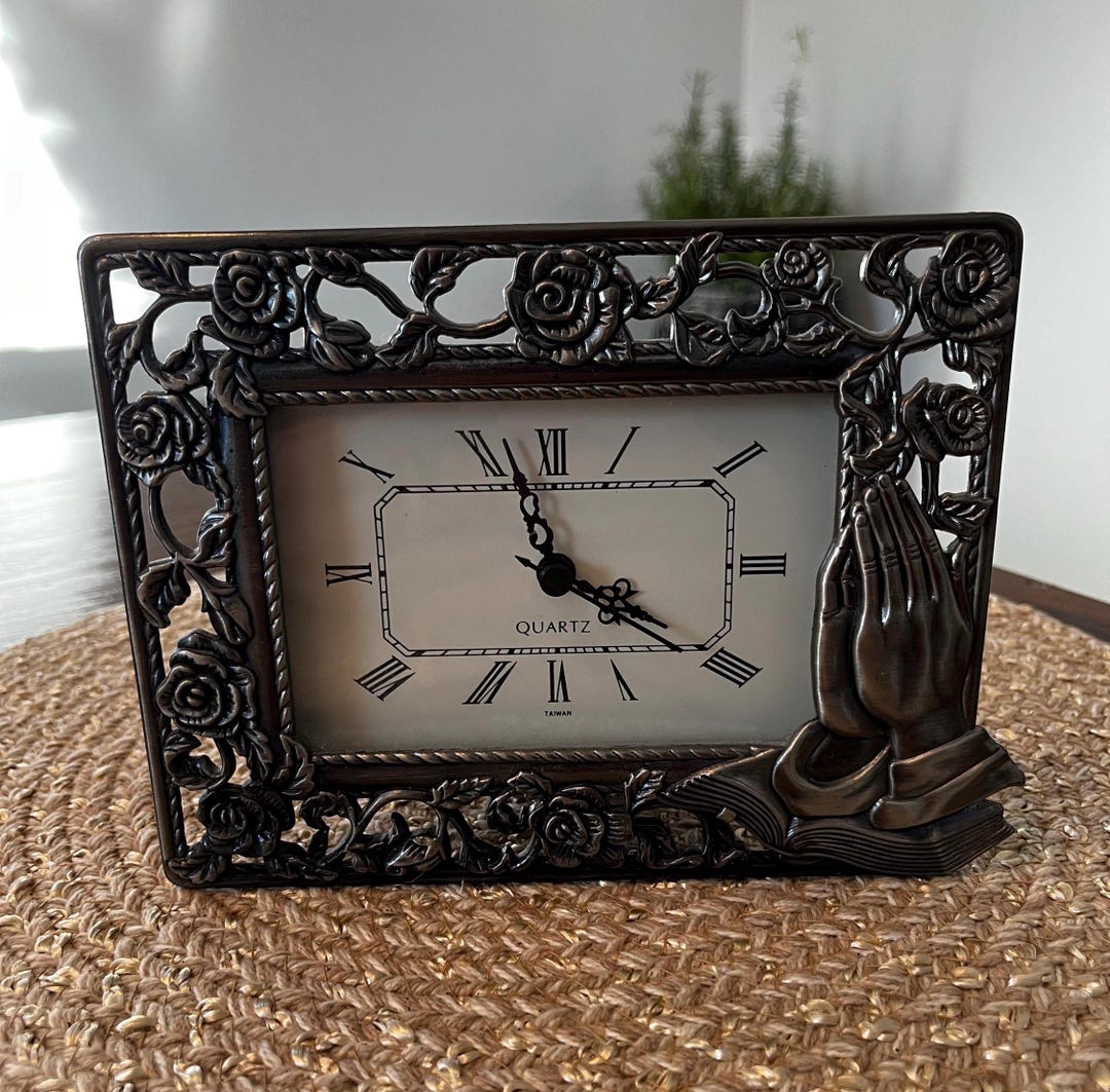 Vintage Gold Bulova Quartz Bedside Clock, Ornate Gold Bedside Clock ...