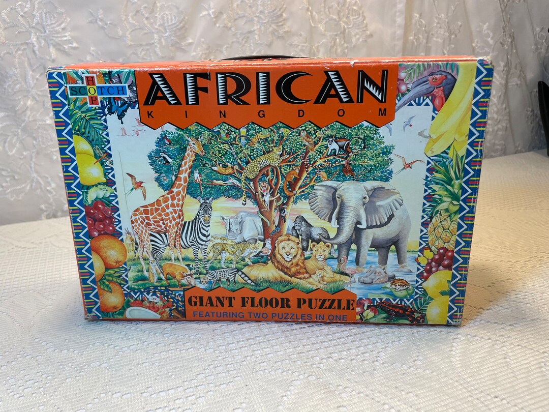 Vintage African Kingdom Giant Floor Puzzle, Vintage African Animal ...