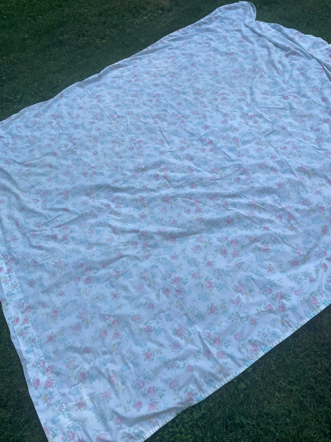 Vintage Queen Floral Rose Flat Bed Sheet Vintage Queen | Etsy