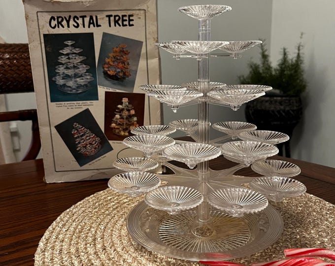 Vintage Crystal Christmas Tree Serving Display, Christmas Serving Tray ...