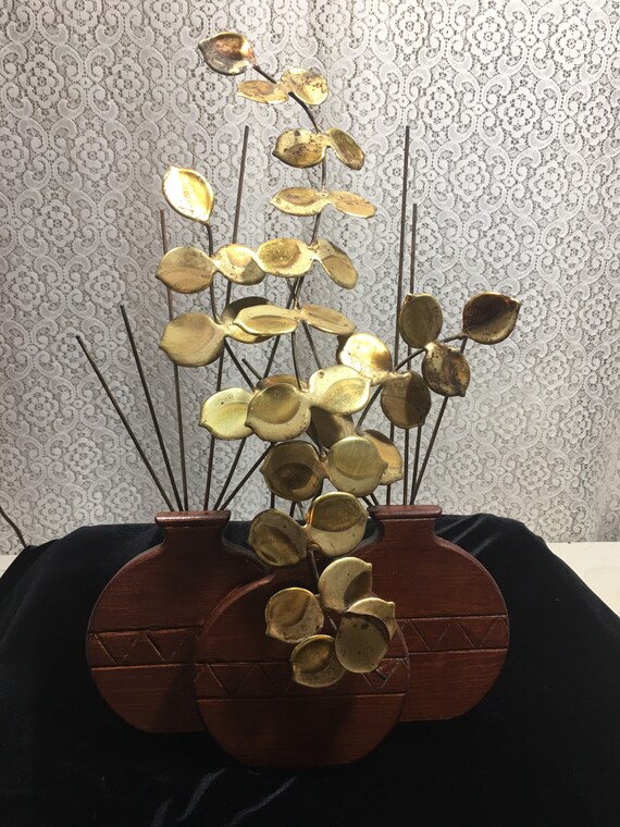 Mid Century Southwest Wood Barrels and Metal Stems Mid - Etsy