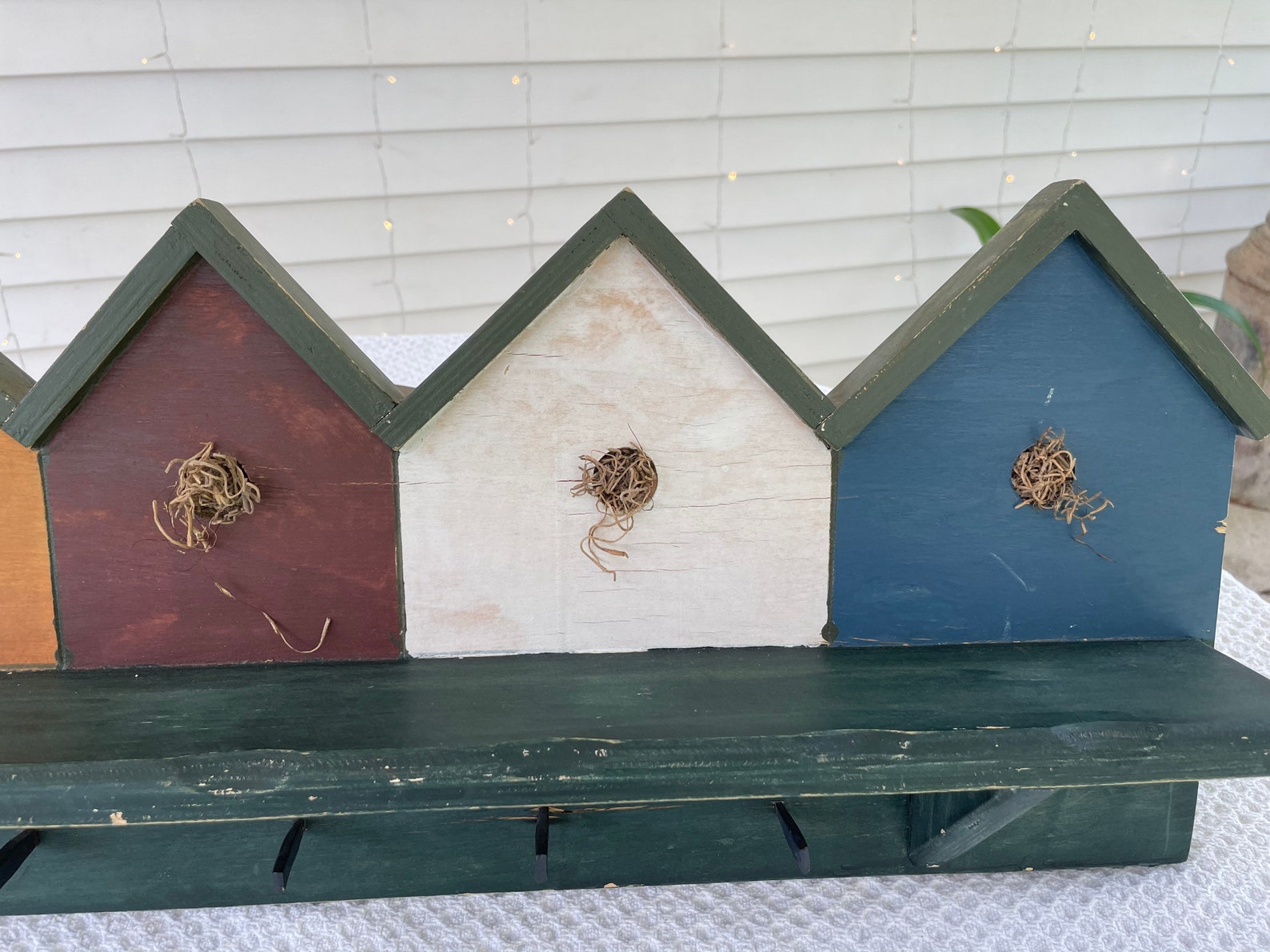 Vintage Wood Birdhouse Shelf and Hooks, Vintage Birdhouse Shelf ...