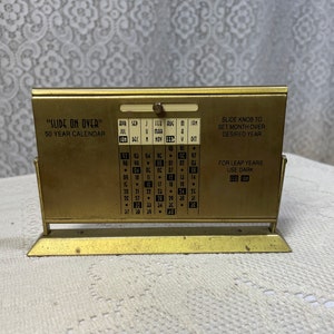 Vintage 50 Year Gold Metal Calendar, 50 Year Calendars, Vintage Office ...