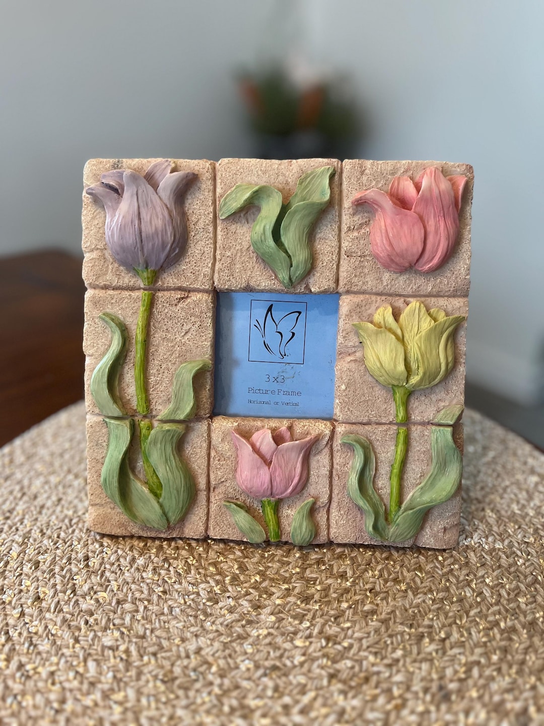 Vintage Stone 3x3 Tulips Photo Frame, Vintage Floral Picture Frames ...