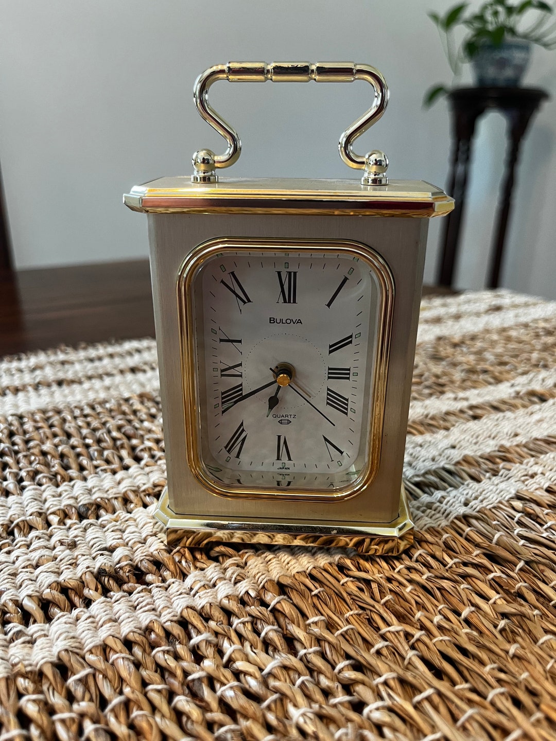 Vintage Gold Bulova Quartz Bedside Clock, Ornate Gold Bedside Clock ...