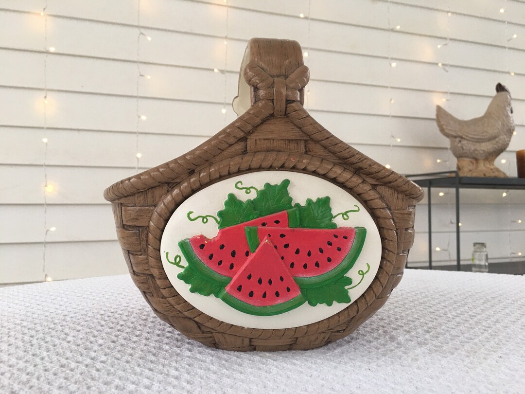 Vintage Ceramic Hand Painted Watermelon Basket, Vintage Ceramic ...