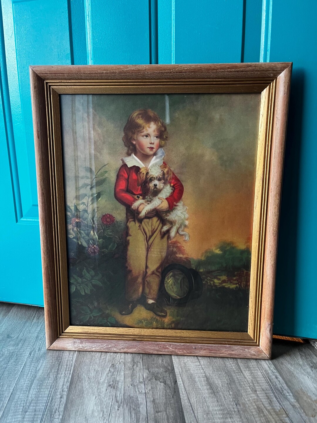 Vintage Master Simpson Boy With Top Hat and Dog, French Boy and Dog Art ...