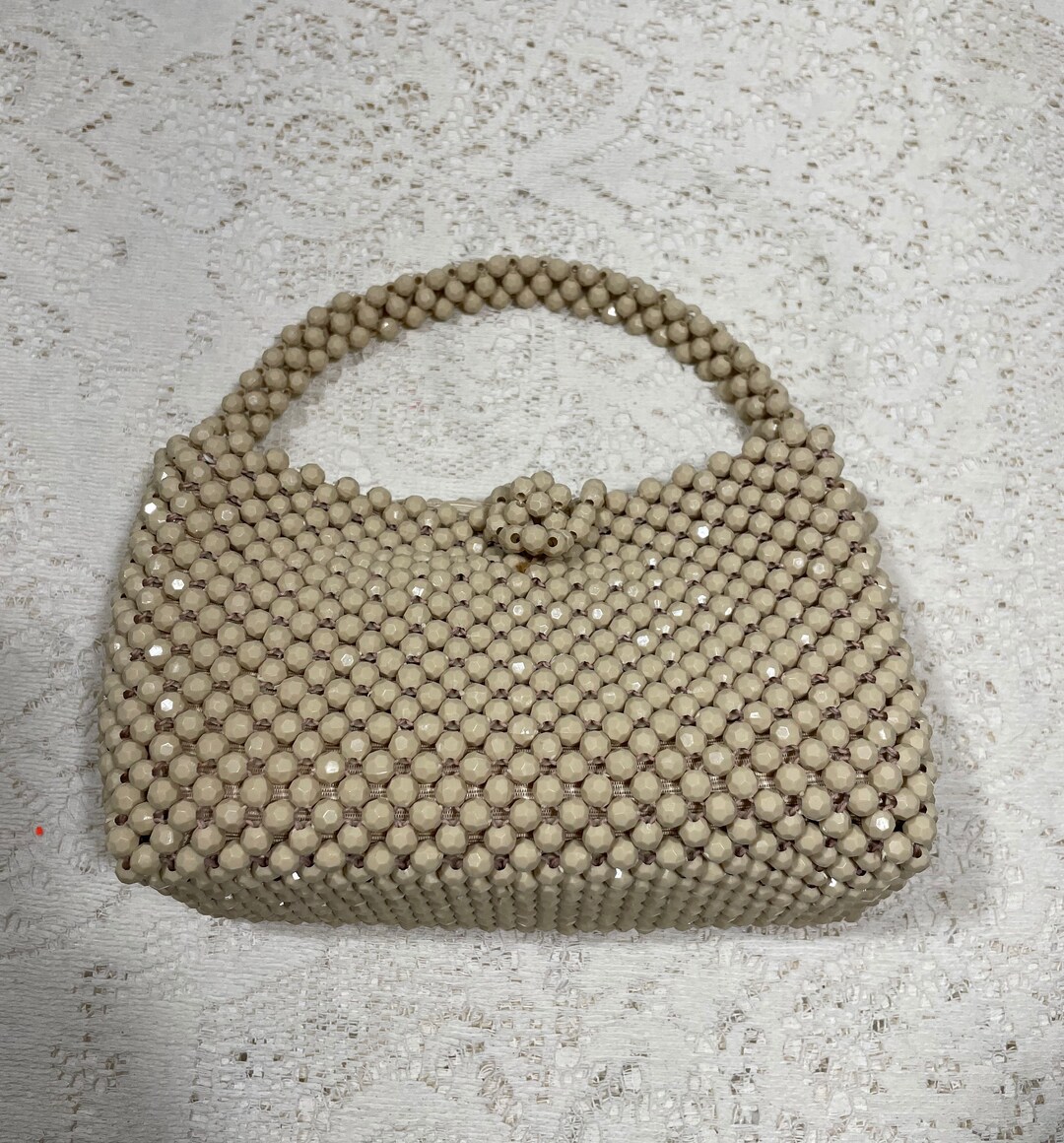 Vintage Italian Ivory Beaded Purse, Vintage White Italian Purse ...