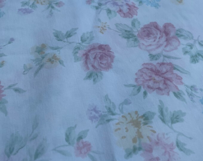 Vintage Queen Floral Rose Flat Bed Sheet, Vintage Queen Sheets, Vintage ...