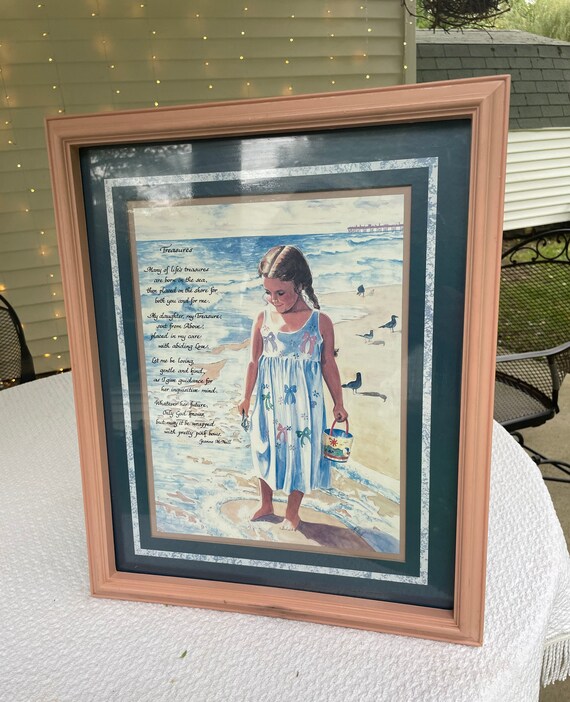 Vintage Daughter Poem Treasures Beach Art Pink Homco Frame | Etsy