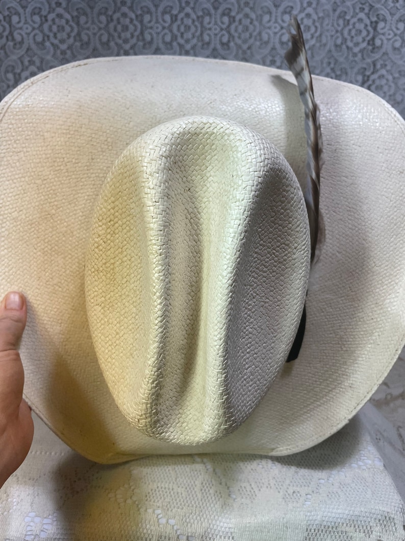 Vintage Straw White Cowboy Hat Made in Mexico Vintage Cowboy - Etsy