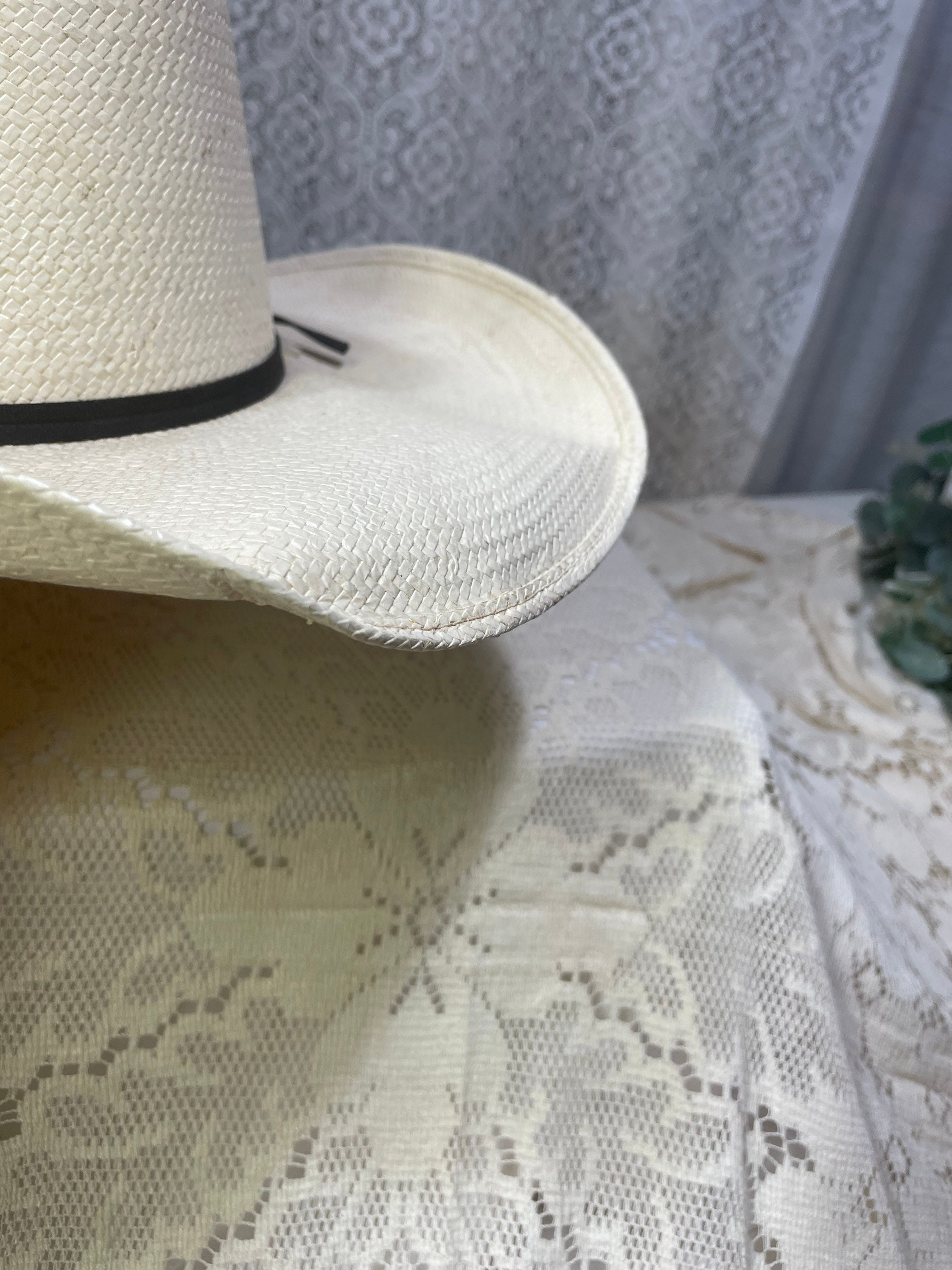 Vintage Straw White Cowboy Hat Made in Mexico Vintage Cowboy - Etsy