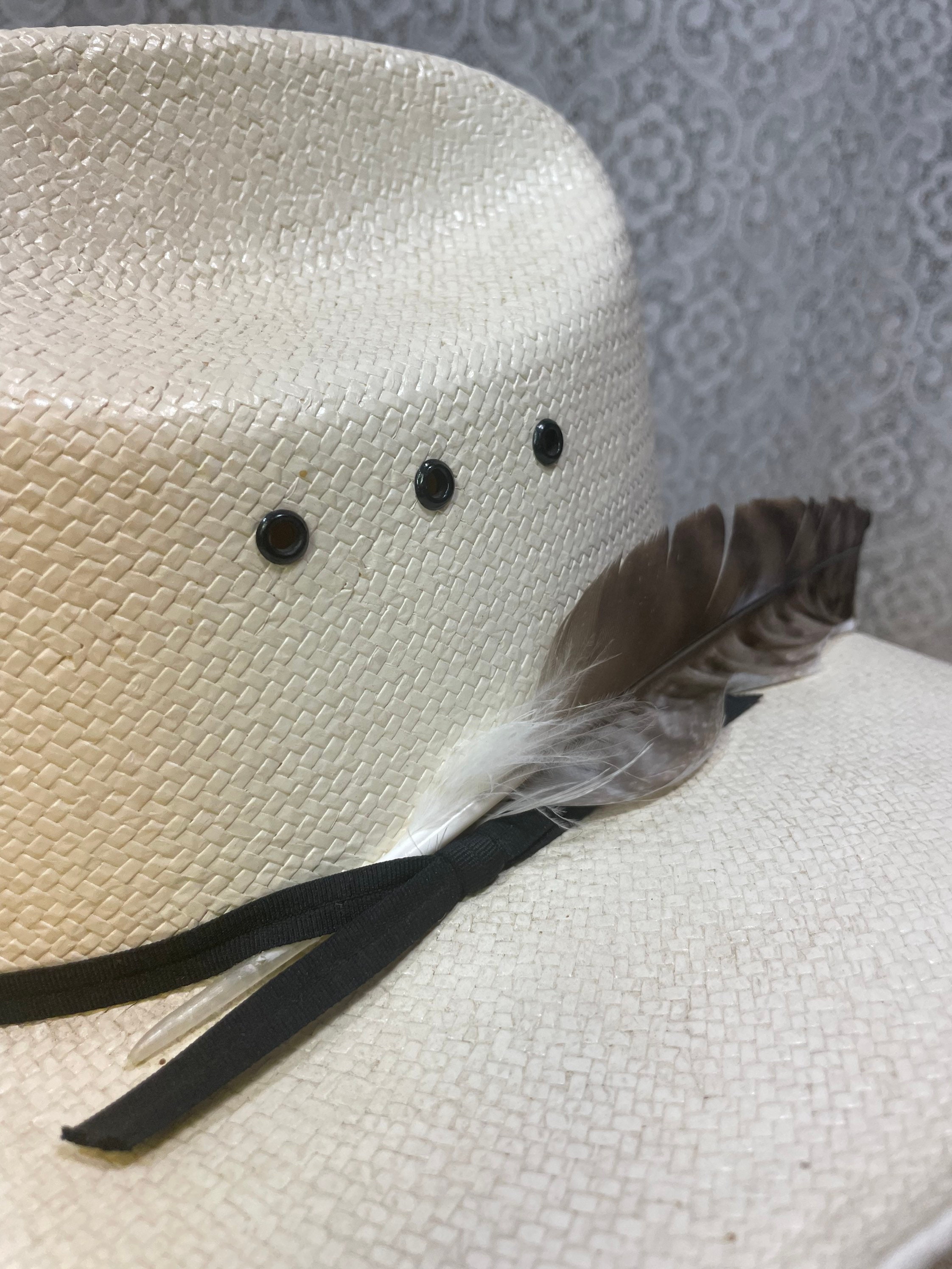 Vintage Straw White Cowboy Hat Made in Mexico Vintage Cowboy - Etsy