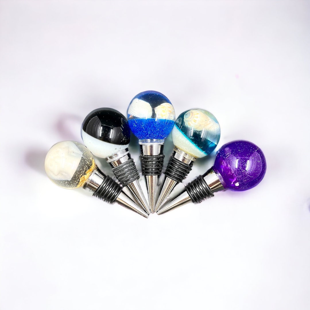 Handmade Resin Wine Bottle Stoppers - Unique Round Top Designs in ...