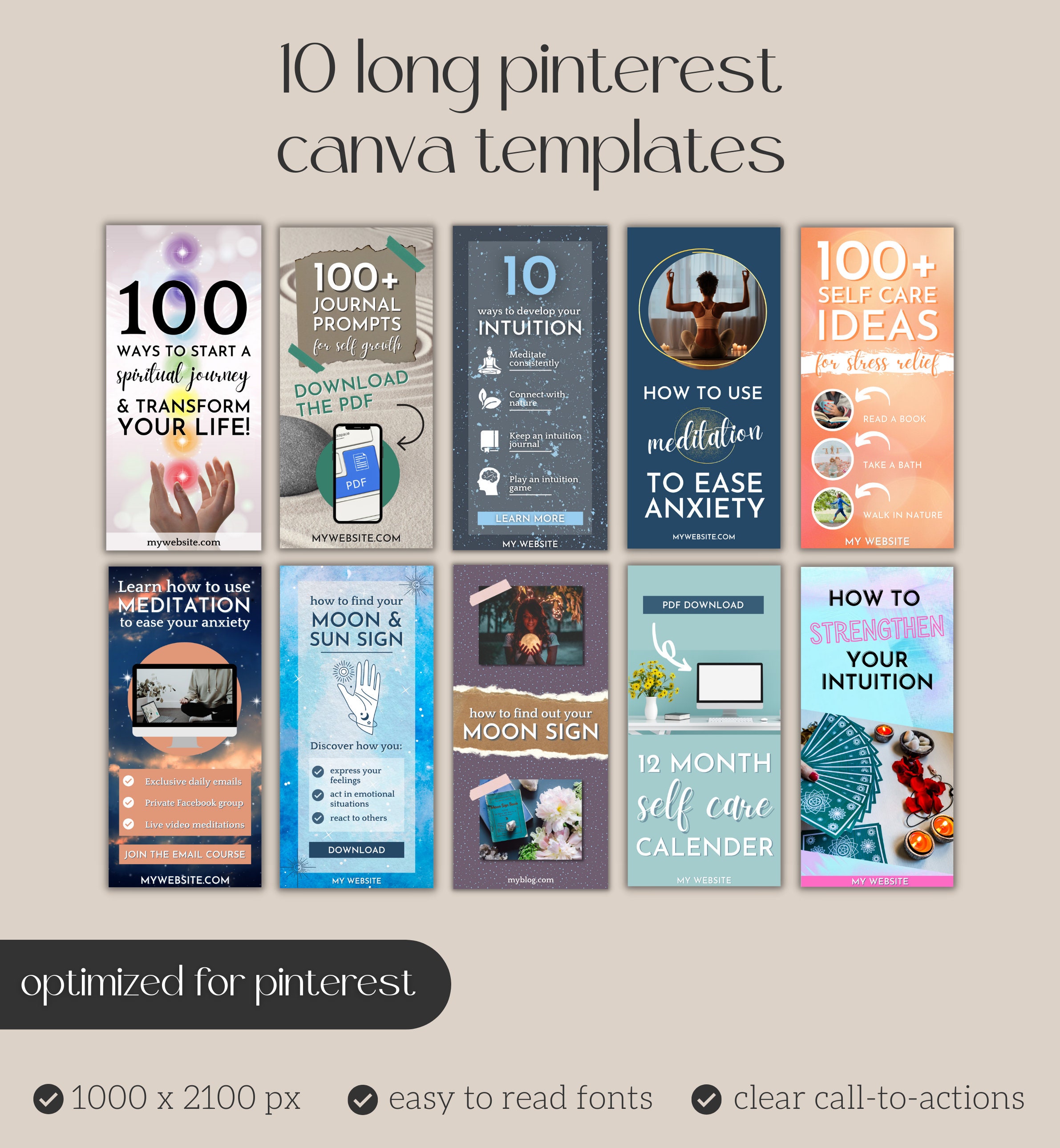 Pinterest Canva Templates for Spiritual Entrepreneurs | Spiritual Canva ...
