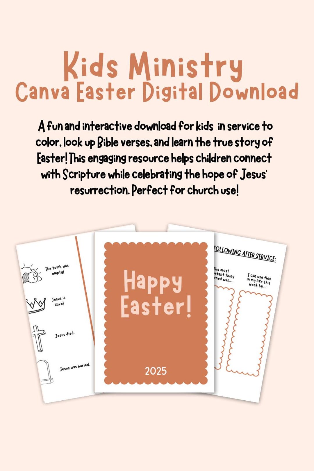 Kids Ministry Digital Download Printable, Easter Activity Booklet, Easter Canva Church Printable ...